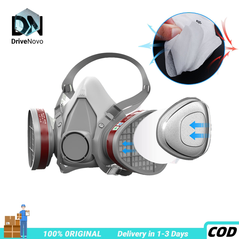 Half Face Safety Respirator Mask 6200# Gas Mask Filter Cotton Dust ...