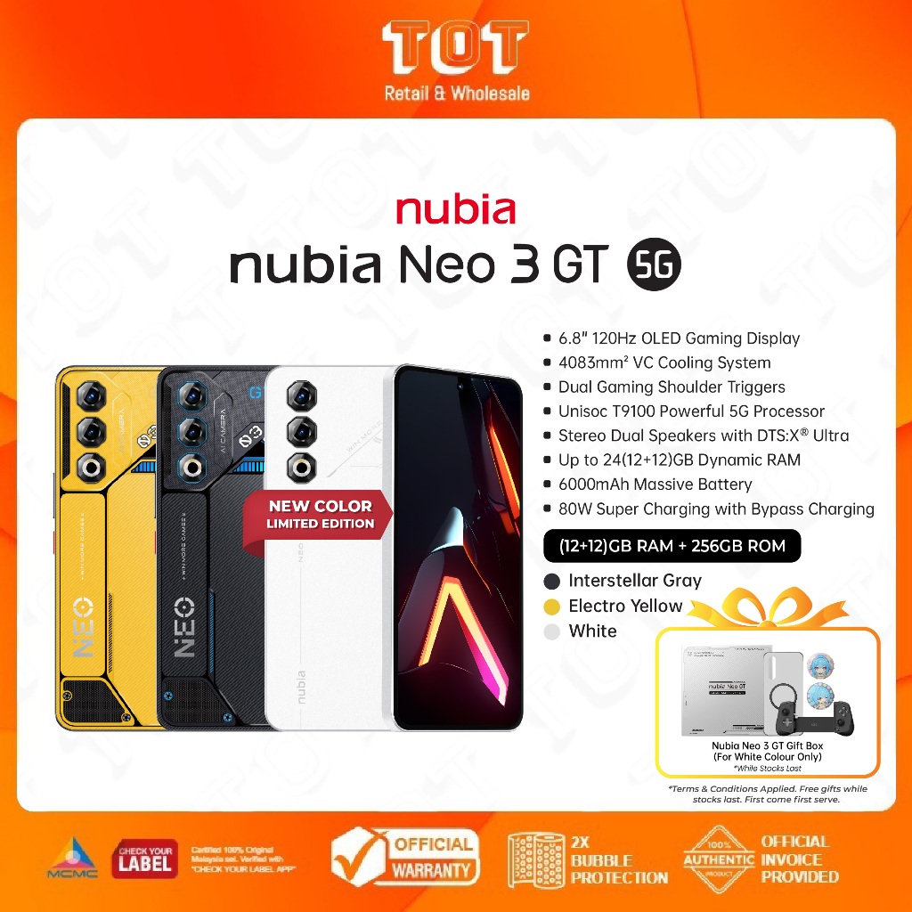Nubia Neo 3 GT 5G 24(12+12)GB+256GB Shoulder Trigger I 6.8" OLED 120Hz ...