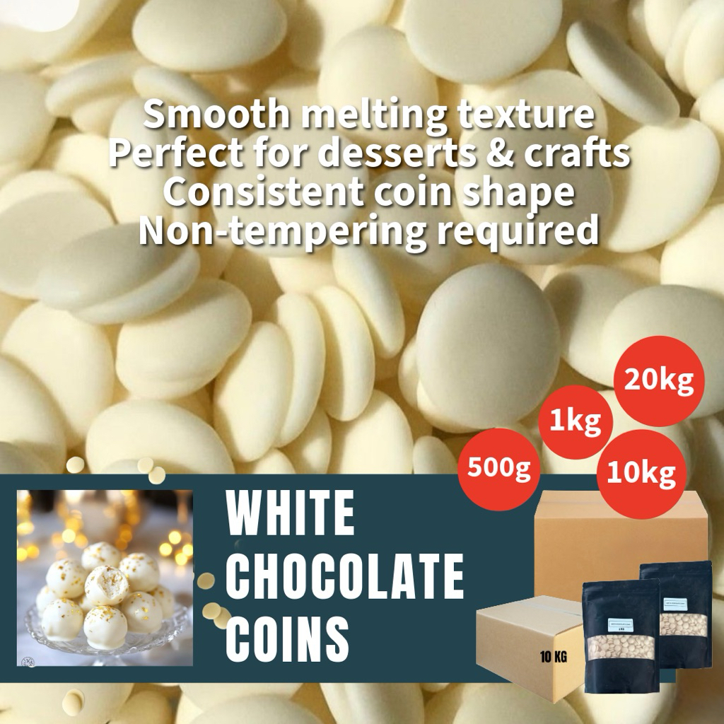 White Chocolate Coins 白巧克力硬币Cip Coklat Putih 500g/1kg | Shopee Malaysia