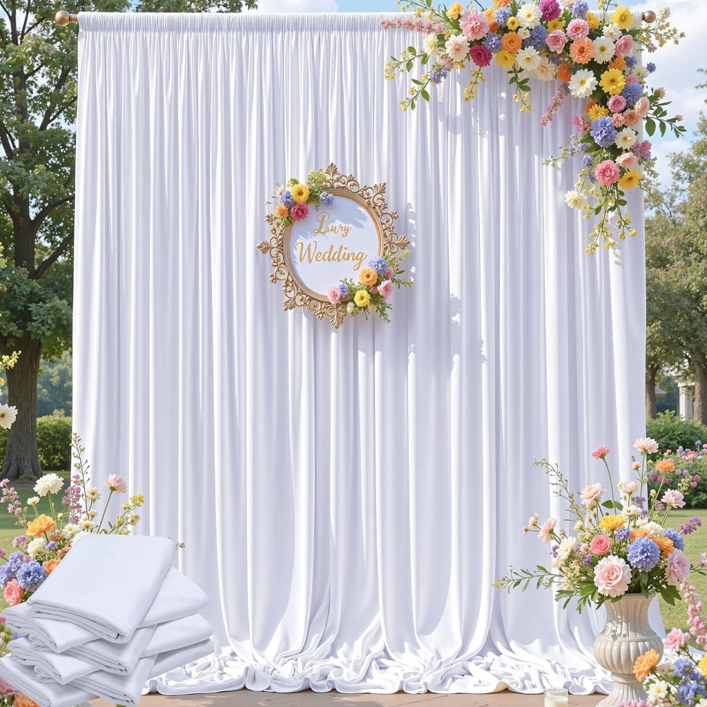 150*200CM Wedding Arch Drapes White Sheer Backdrop Curtain Diy Backdrop ...