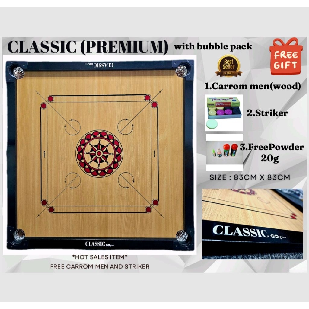Classic PREMIUM Carrom Board ( with c.men wooden) | Shopee Malaysia
