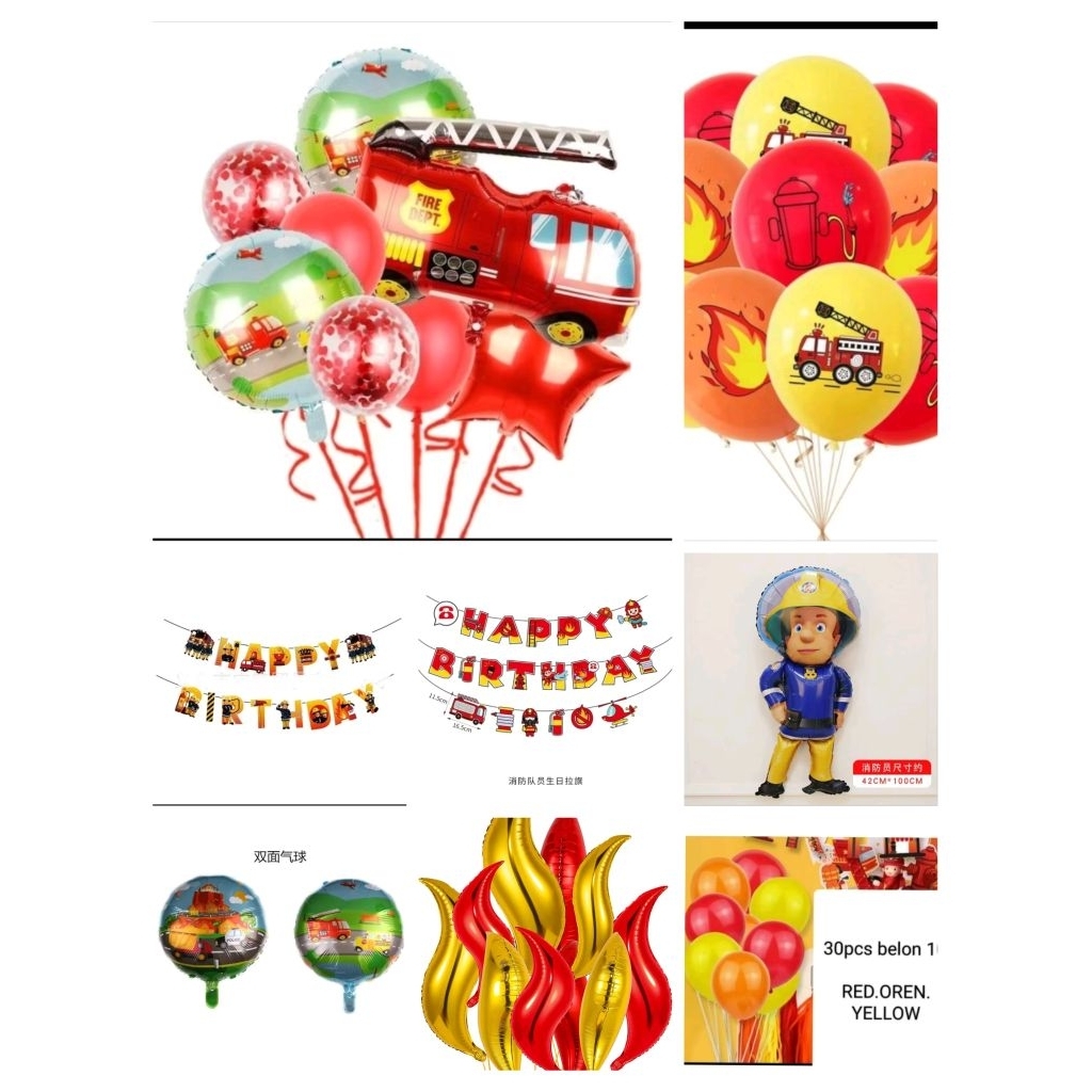Firefighter Birthday Theme Decor Kids Fire Truck Theme Decorations Fire ...