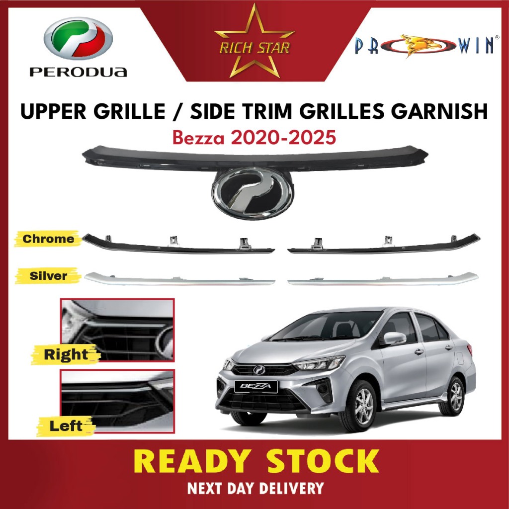 PERODUA BEZZA 2020-2025 Front Grille Moulding with Chrome Garnish Line ...