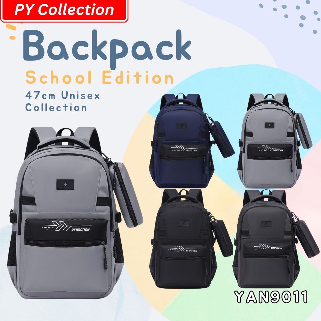 C1-YAN9011 / 47CM UNISEX DESIGN Korea Backpack High Quality Beg Sekolah ...