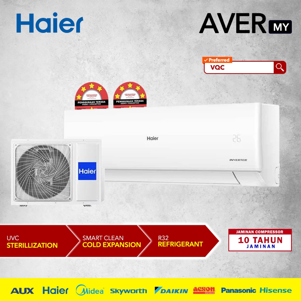 HAIER New R32 - VQ INVERTER Air Conditioner Aircon (1.0HP / 1.5HP / 2 ...