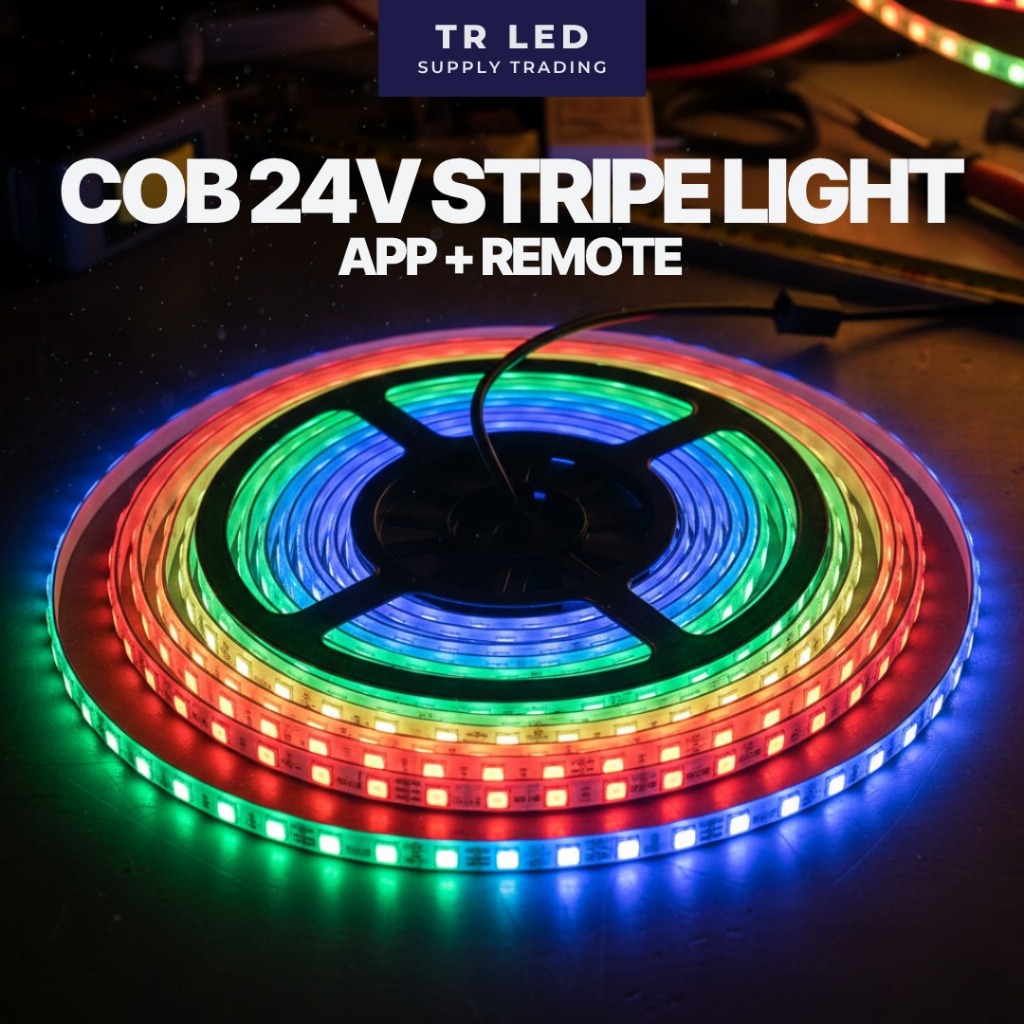 COB RGB Strip Light 24V | 5M Roll | 200+ RGB Modes | Bluetooth APP ...