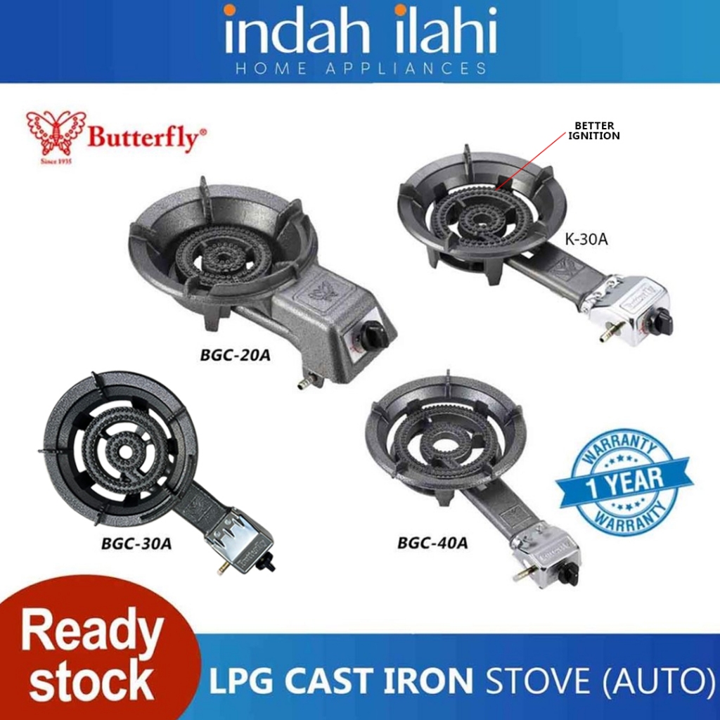 Butterfly Dapur Gas LPG Besi Tuang LPG Cast Iron Stove (Auto) BGC-20A ...
