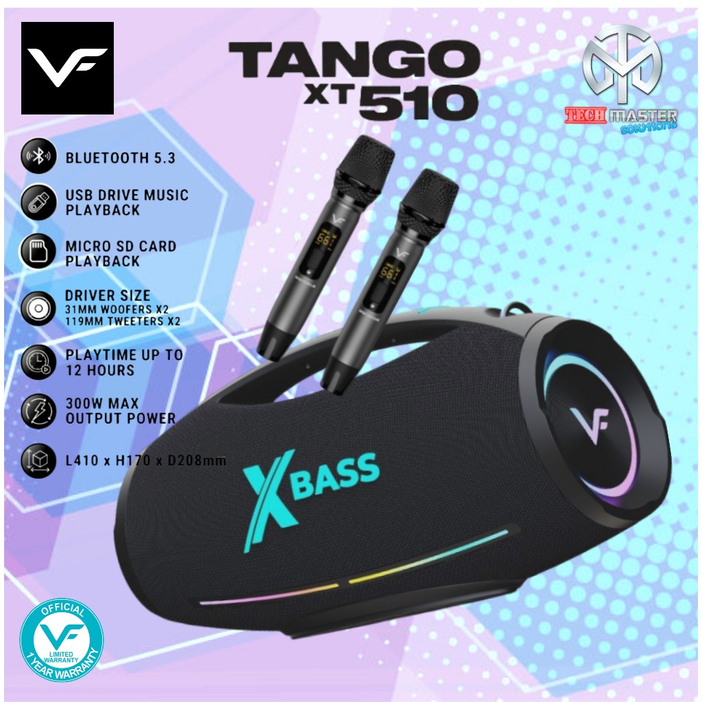 Vinnfier Tango XT510 Portable Bluetooth Karaoke Speaker 300W Output ...