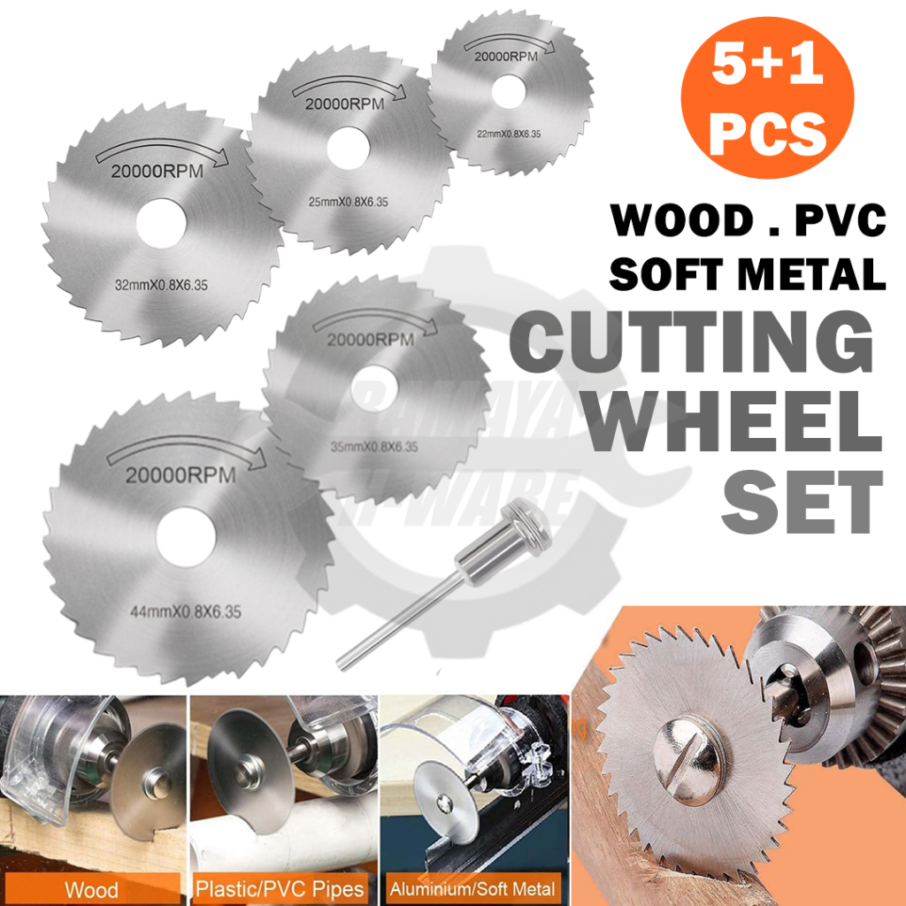 BMY 6PCS HSS Circular Cutting Wheel Set. Drill PVC ,Wood Saw Blades ...