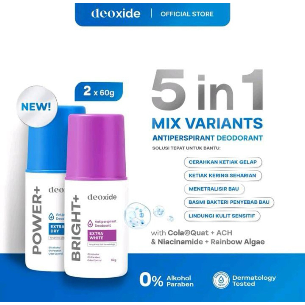 DEOXIDE Deodorant Roll On Powder+ Untuk Hyperhidrosis 5in1 Variants ...