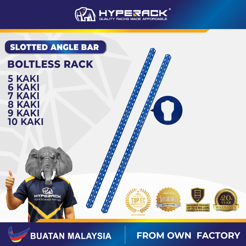 HYPERACK ™️ [Heavy Duty] Rak Besi Slotted Angle Bar Upright Boltless ...