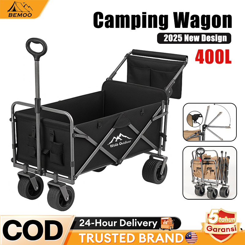 【WTHB】400L Heavy-Duty Wagon Trolley with Basket Troli Barang Foldable ...