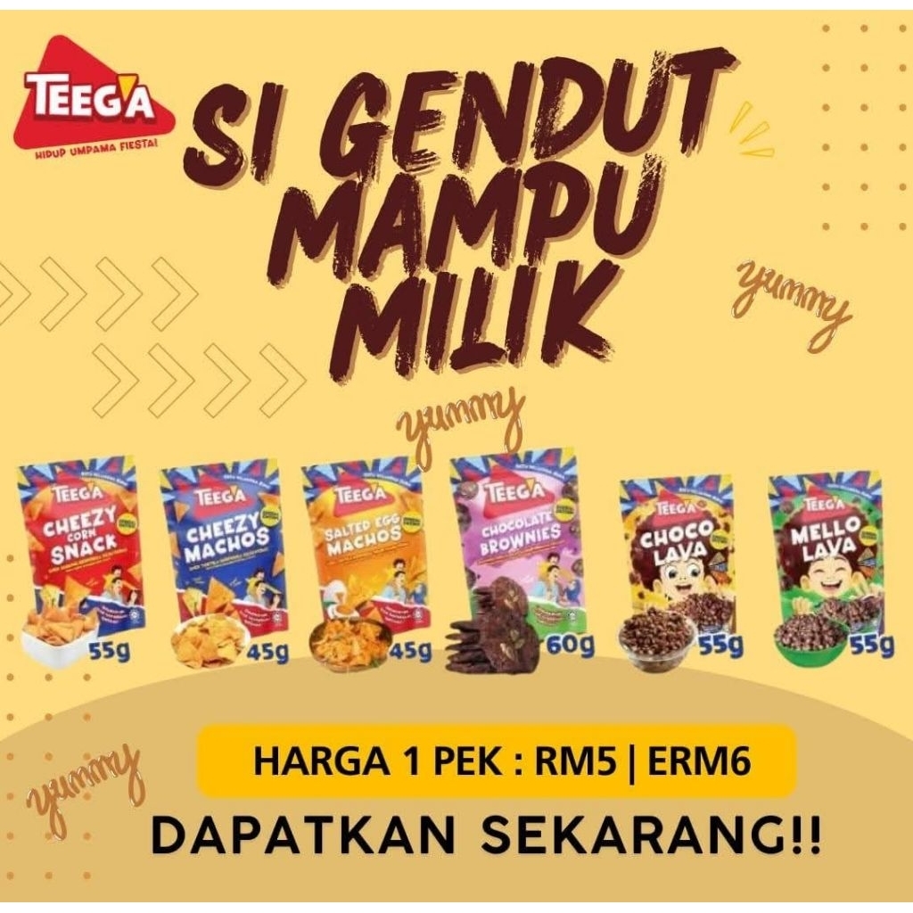TEEGA Gendut Cheezy Corn Cheezy Machos Salted Egg Machos Berry Lava ...