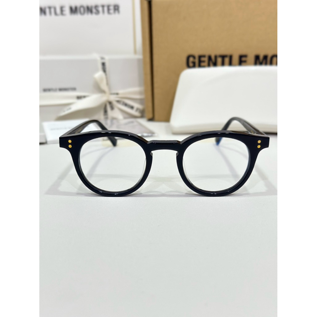 Milan 01 Black Round Frame | Kacamata Bulat Hitam Gold Stud | Premium ...