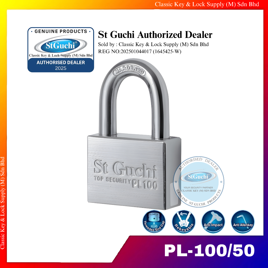 St Guchi Padlock Anti Rust Anti Cut SGPL-100N / SGPL-870 Size 50mm ...