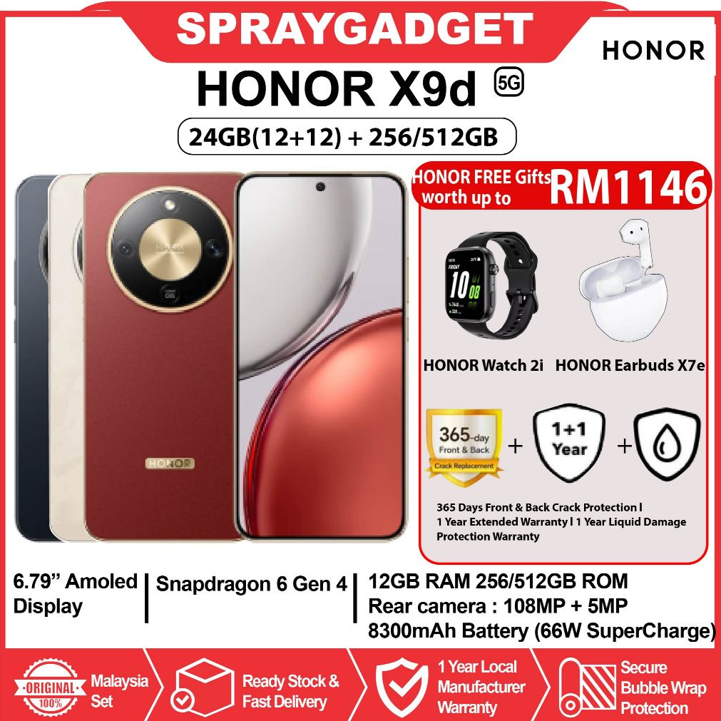 HONOR X9d 5G (24GB*(12+12)+256/512GB) IP69K Water Resistance l ...