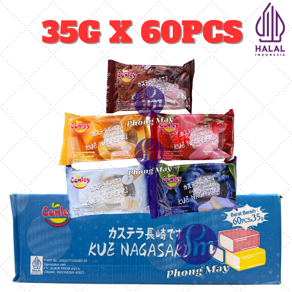 CONLEY KEK NAGASAKI [35G X 60PCS] KUE NAGASAKI BERINTI JEM STRAWBERI ...