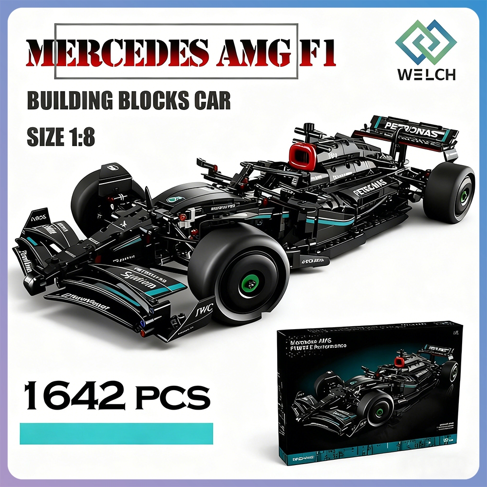 1642pcs Mercedes-AMG F1 1:8 Building Blocks Toy High-performance Sports ...
