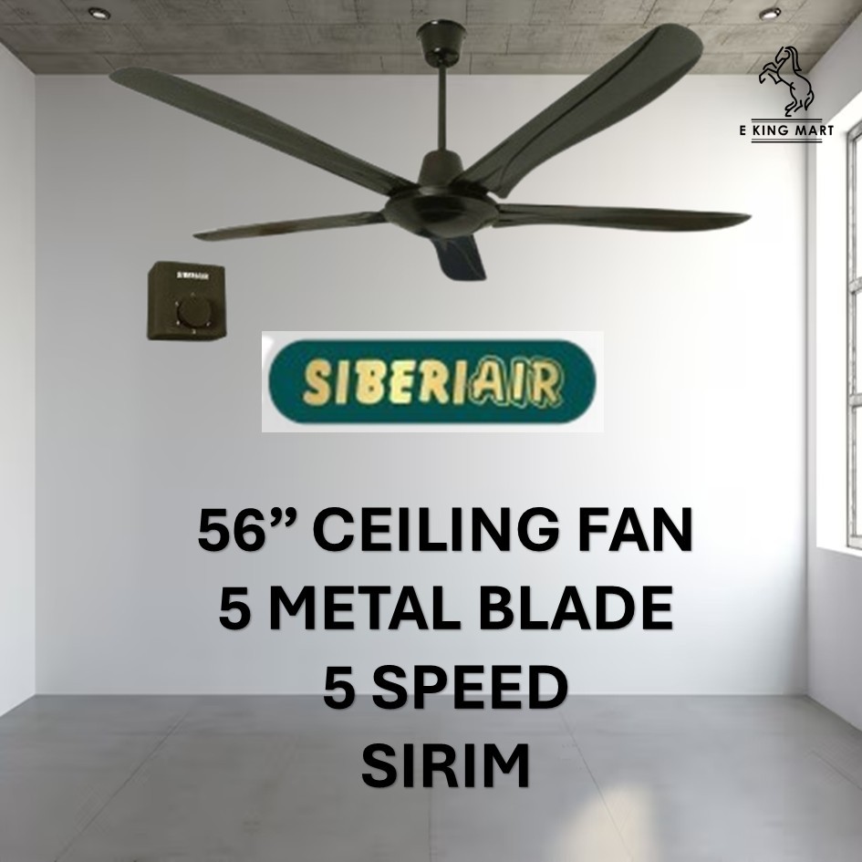 SIBERIAIR CF/SA5B/BK 5 Metal Blade / DEKA DR9 60" Ceiling Fan Black 5 ...