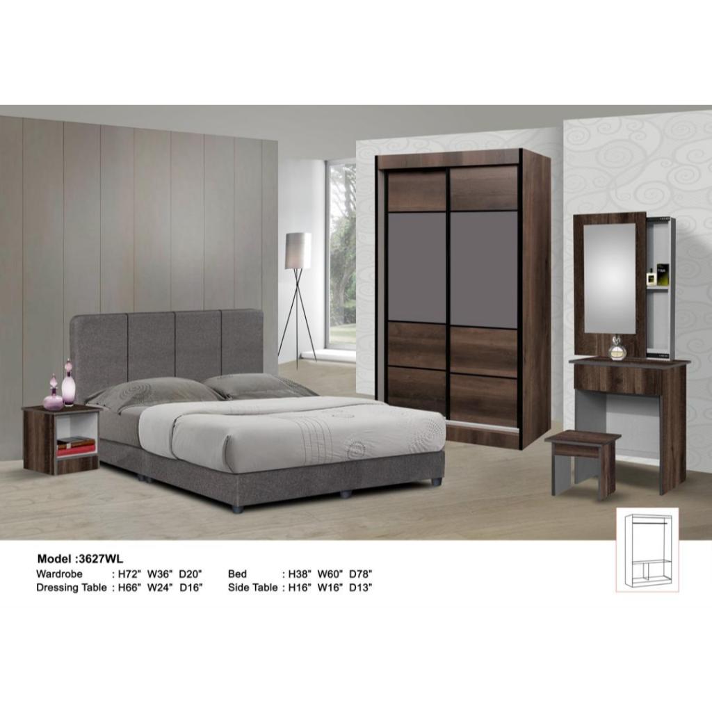 EHL Bedroom Set Queen Bedframe Single Dressing Table 3ft Sliding Door ...