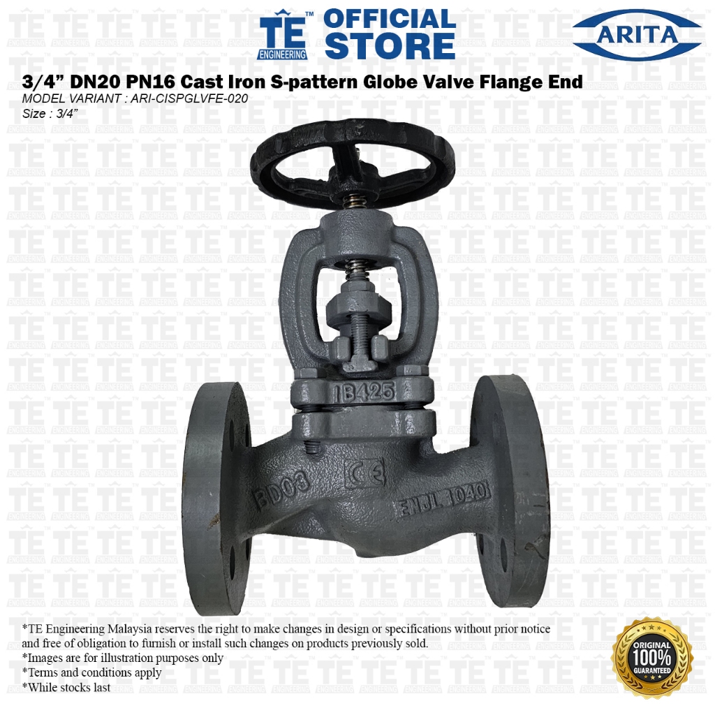 ARITA 3/4” DN20 PN16 Cast Iron S-pattern Globe Valve Flange End ...