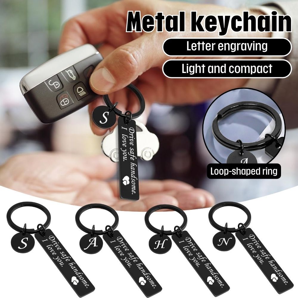Stainless Steel Drive Safe Keychain 26 Letters Key Chain Father ...