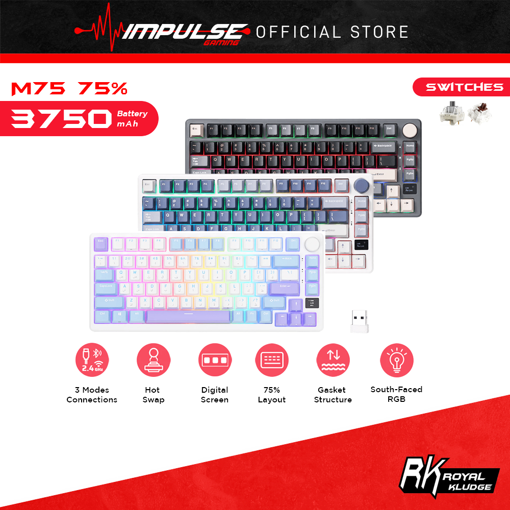 Royal Kludge M75 Wireless Gaming Keyboard - Ocean Blue / Phantom / Taro ...
