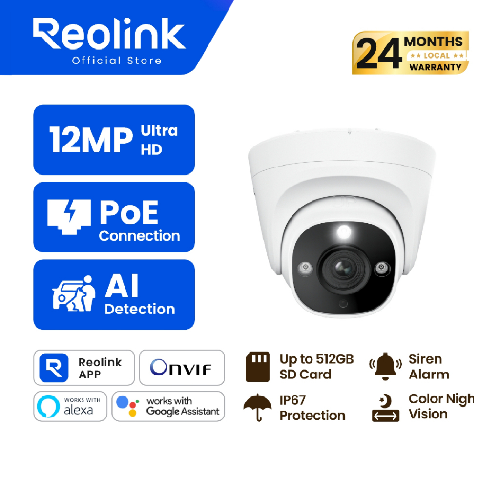 Reolink P344 Time Lapse PoE Smart 12MP Ultra HD Outdoor Security Camera ...