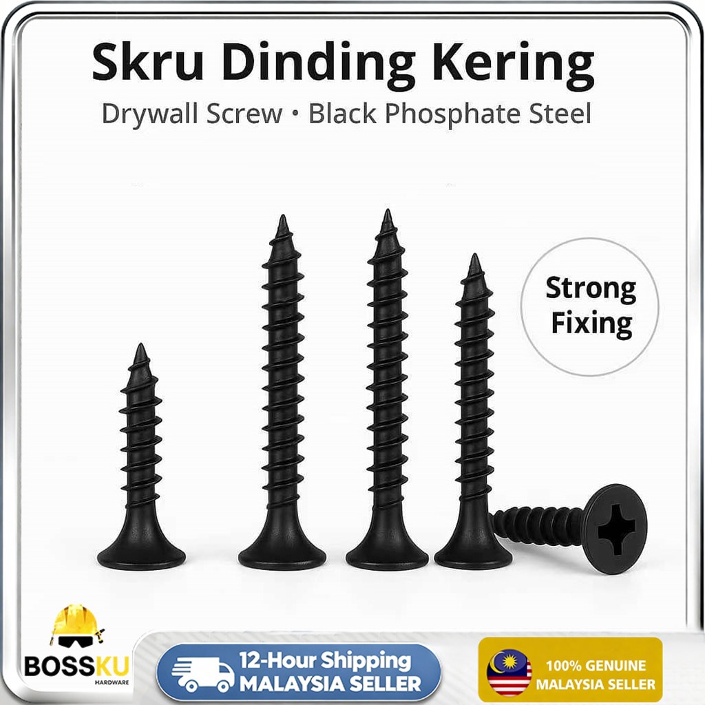 Skru Hitam Drywall Screw 20–50mm | Black Countersunk Phillips Wood ...