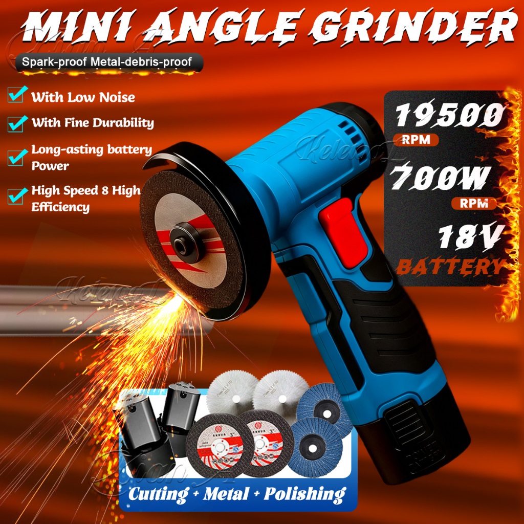 18V Cordless Angle Grinder 700W Mini Electric Polishing Grinding ...