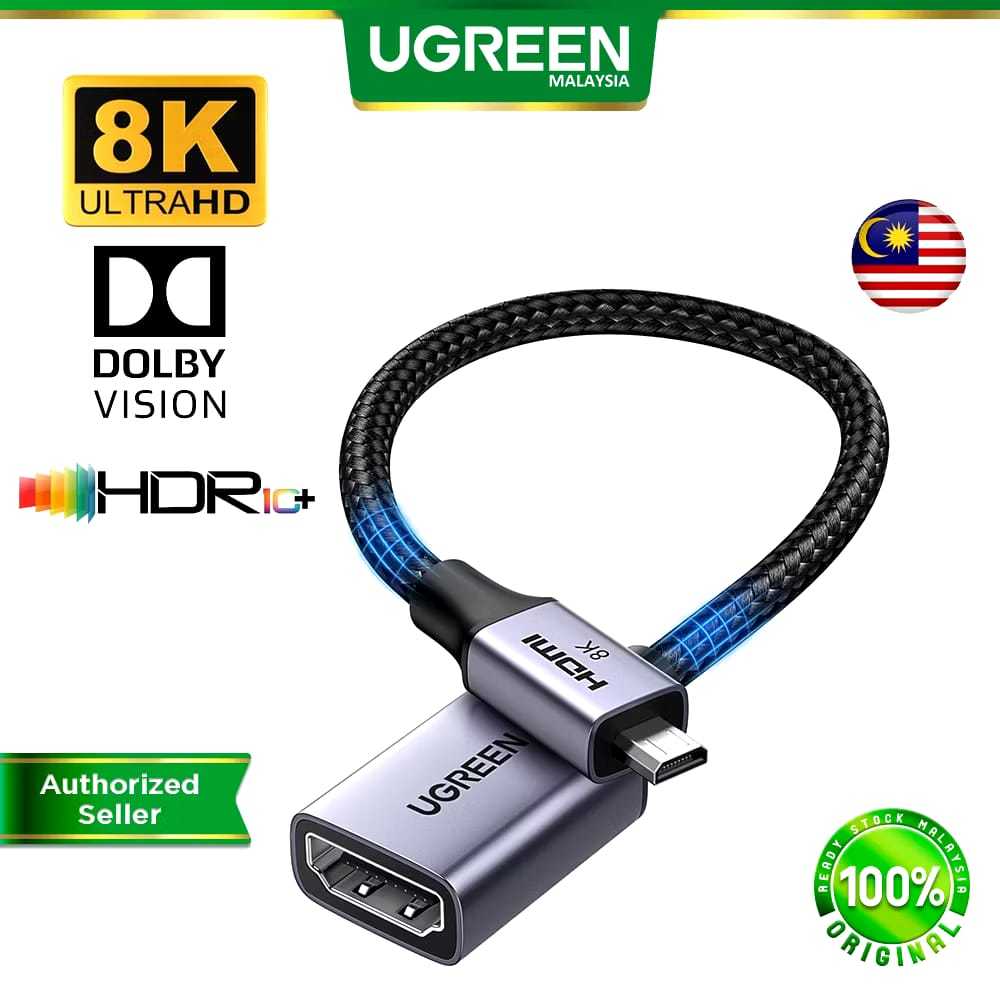 UGREEN Micro HDMI to HDMI 2.1 Adapter 8K 60Hz 4K 240Hz 48Gbps HDR ...