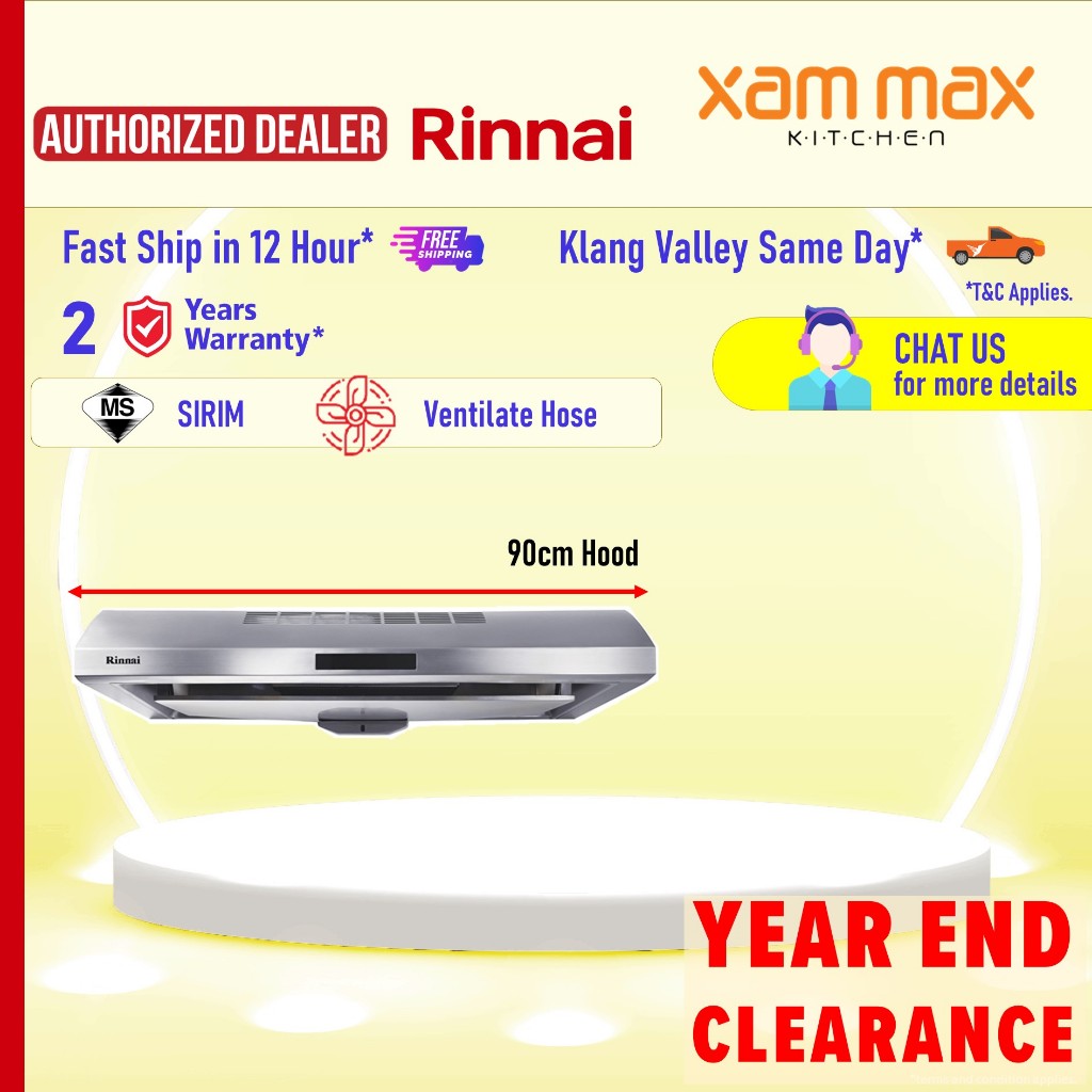 Rinnai Hood RH-S259-SSR-T RH-S259-SSV-T 90cm Slim Cooker Hood / S259 / Ventilation / Recycle ...