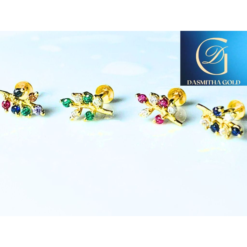 Dasmitha leaf design mukuthi stud 16carat gold | Shopee Malaysia