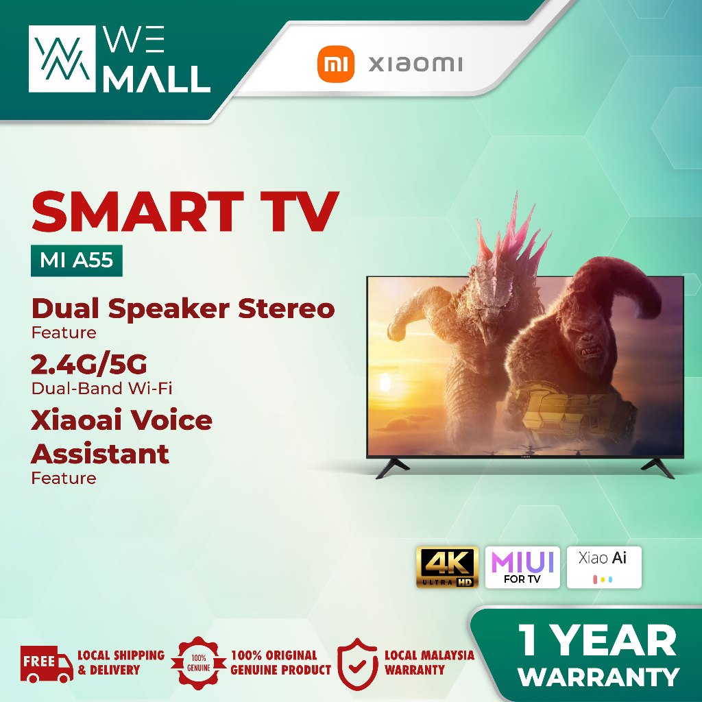 [NEW 2024 MODEL] Xiaomi Mi TV A55 4K LED Android TV Smart TV XiaoAi ...