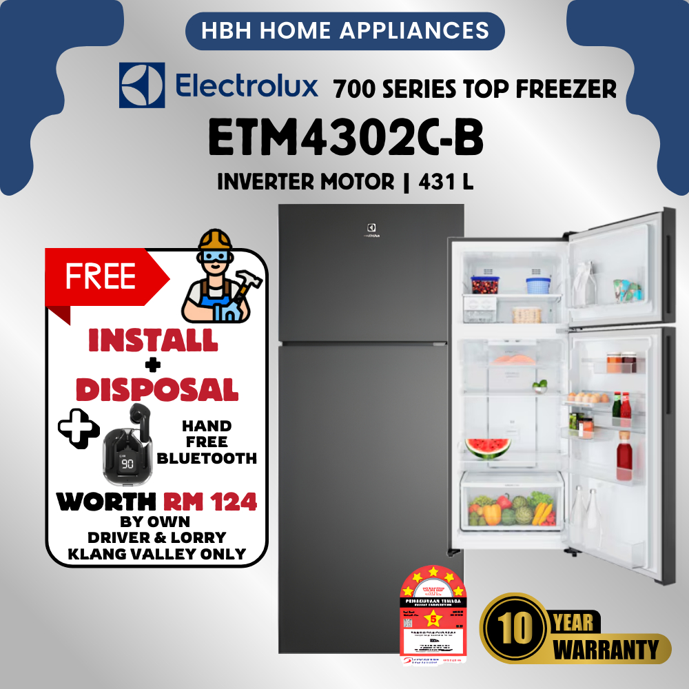 (Free Install) Peti ais peti sejuk Electrolux ETM4302C-B 431L| ETM5002C ...
