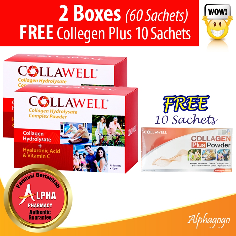 COLLAWELL Collagen Powder II (Collagen 30 Sachets / 2 Boxes FREE ...