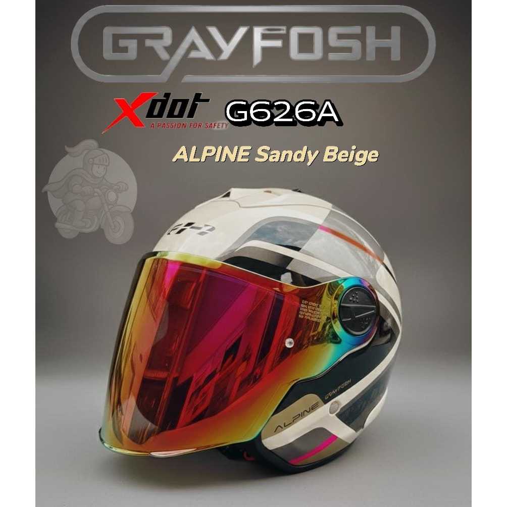 X DOT HELMET GRAYFOSH G626A ALPINE (SANDY BEIGE G) COME WITH VISOR DAY ...