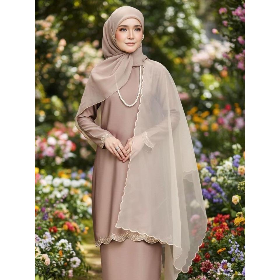 Shawl Organza Sulam Klasik Selendang Bahu Veil Organza embroidered ...