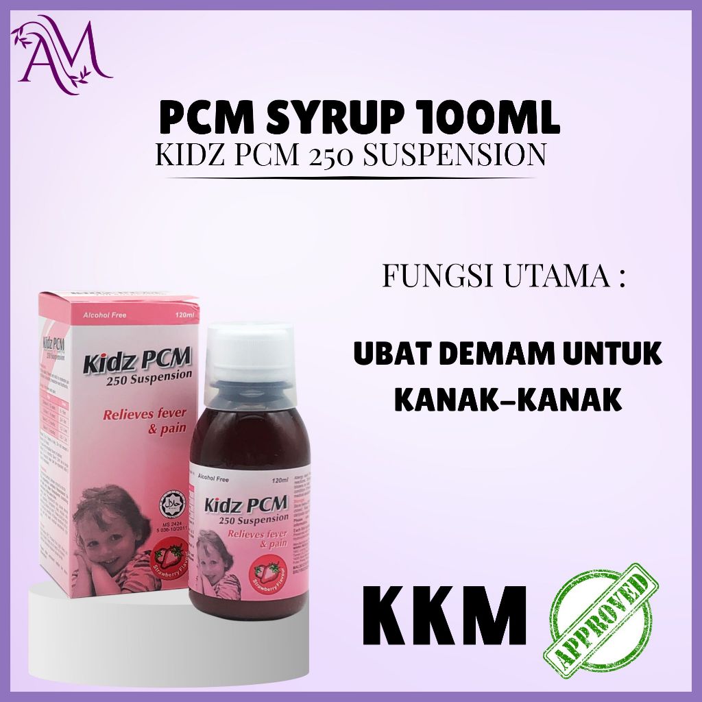 SYRUP KIDZ PCM STRAWBERRY 250MG/5ML 100ML (STRAWBERRY FLAVOUR) | Shopee ...