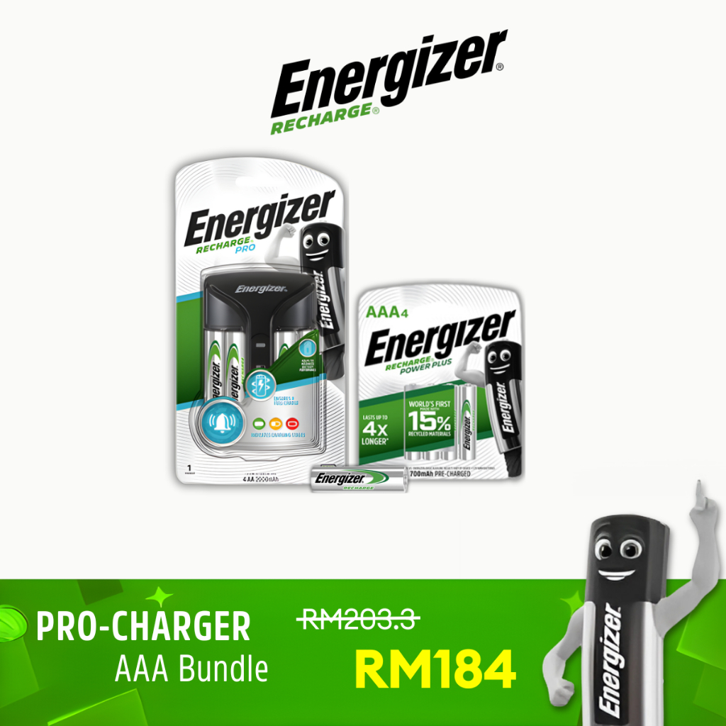 ENERGIZER® RECHARGE PRO-CHARGER Set – Include 4-PCS AA + Your choice of ...