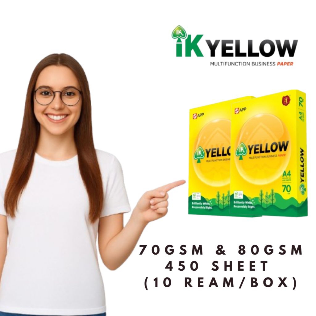 [🔥FLASH SALES🔥] IK YELLOW A4 PAPER 70 GSM & 80 GSM 450'S | PRINTING ...