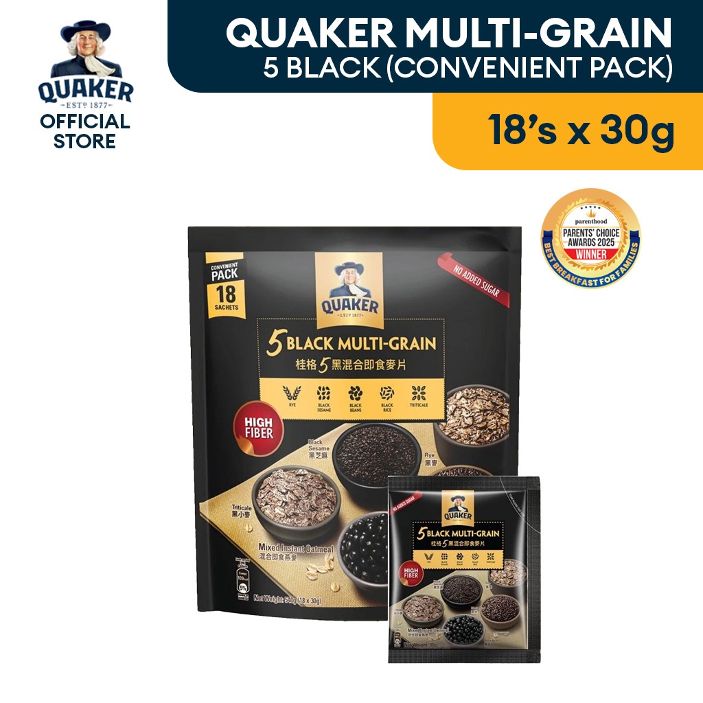 [Sachet] Quaker Five Black Multigrain Mix Oat 30gx18s 桂格五（5）黑混合即食燕麦片 ...