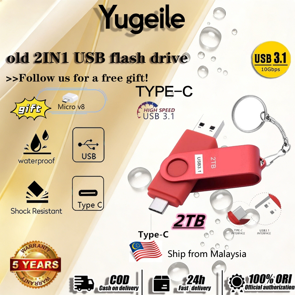 2TB Flash Disk 3-in-1 OTG USB Type C/Micro Flash Drive Pendrive high ...