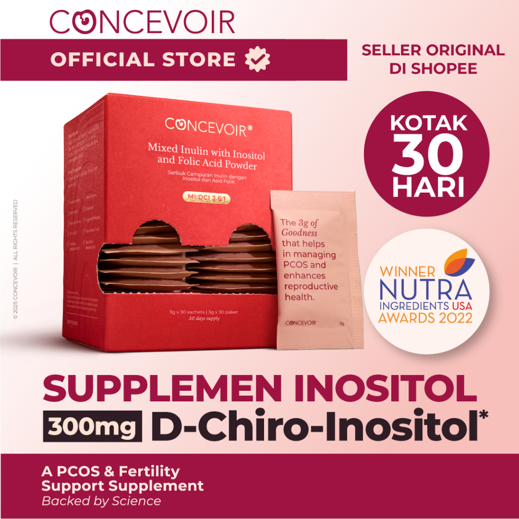CONCEVOIR Myo-Inositol & D-Chiro-Inositol Suplemen PCOS & Kesuburan 30 ...