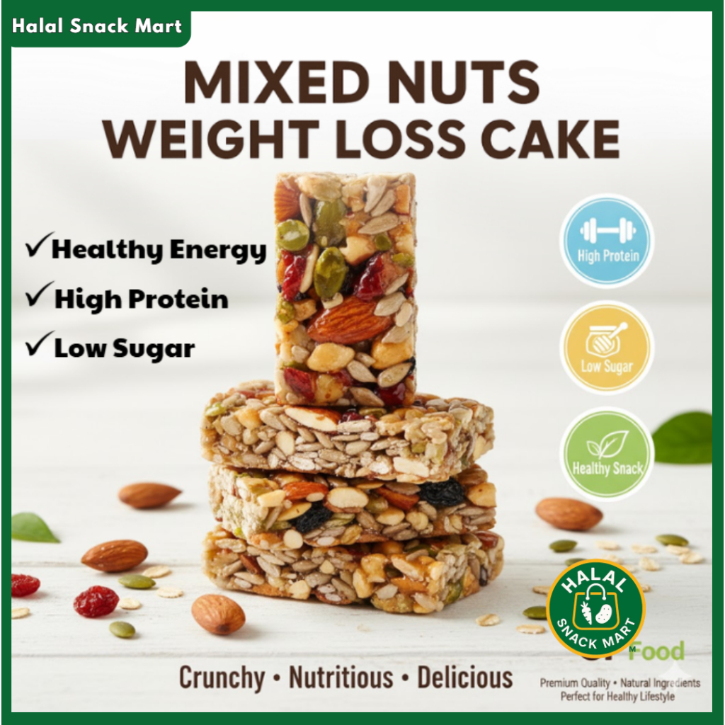 READY STOCK | HALAL Mixed Nuts Weight Loss Cake – Healthy Snack Bar ...