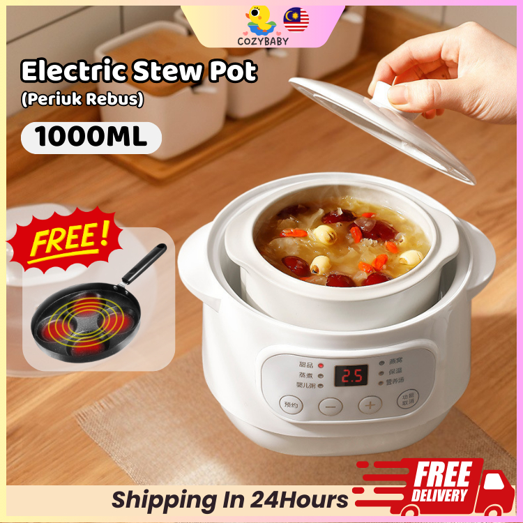 CozyBaby Electric Stew Pot 1000ML Bird Nest Slow Cooker 6 In 1 Ceramic ...