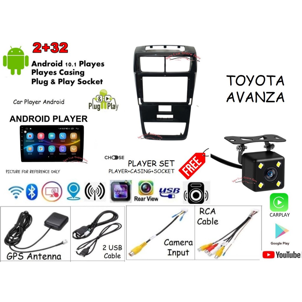 TOYOTA AVANZA 2019 - 2021 9 INCH Android Player With Casing + Plug ...