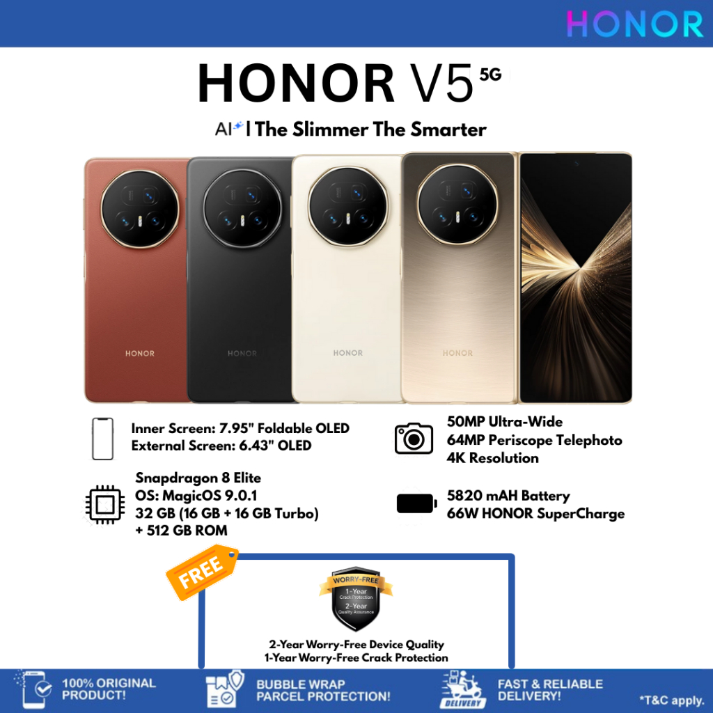 [ New Arrival ] Honor Magic V5 5G | 16GB+512GB | The Slimer The Smarter ...