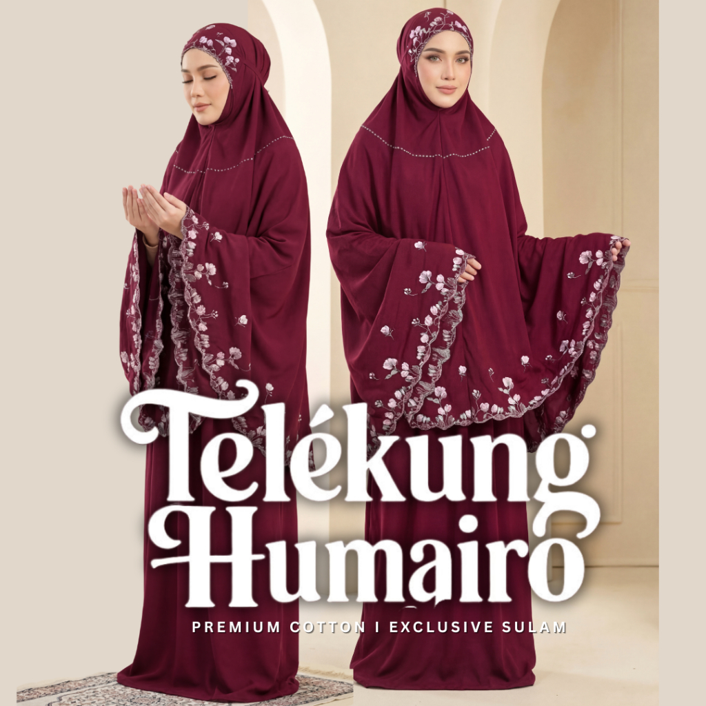 Telekung Cotton Sulam Humairo – Premium Cotton Sejuk, Free Size Dewasa ...