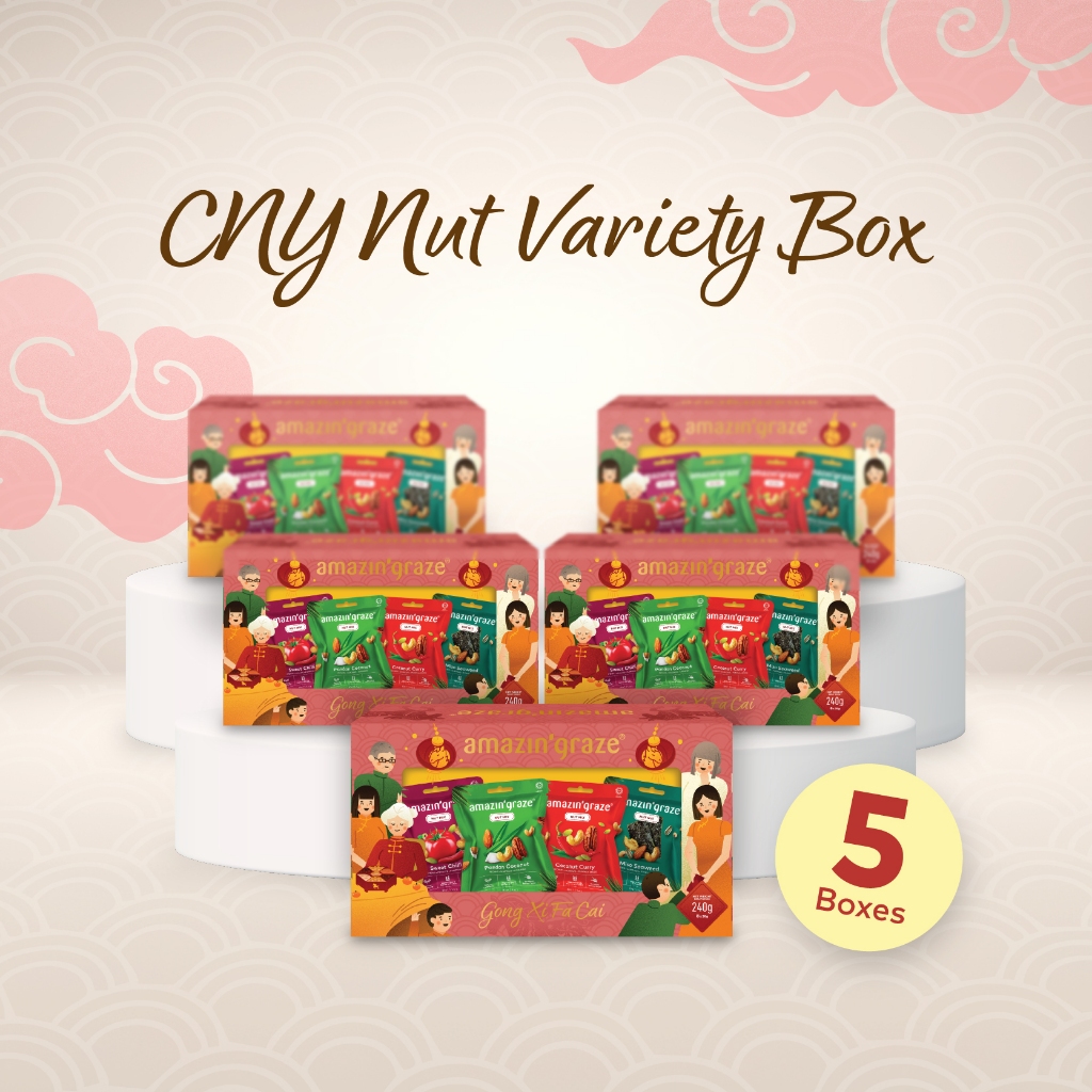 [Bundle of 5] Amazin' Graze CNY Nut Variety Box | Shopee Malaysia